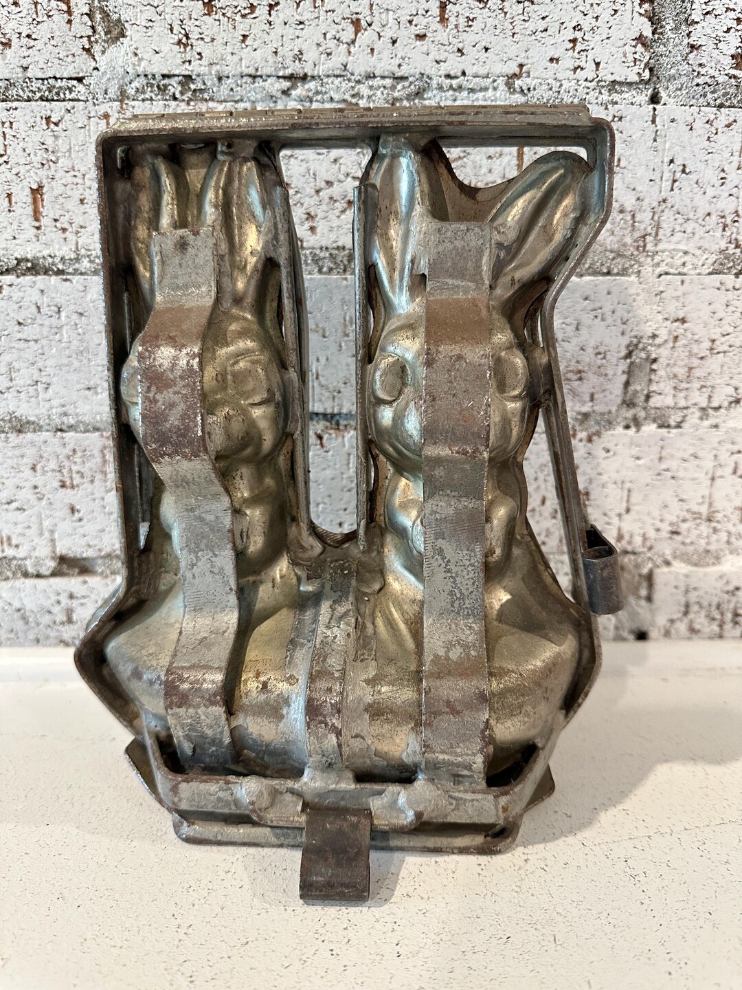 Antique Chocolate Rabbit Mold, Double Bunny Candy Mold, Vintage Easter ...