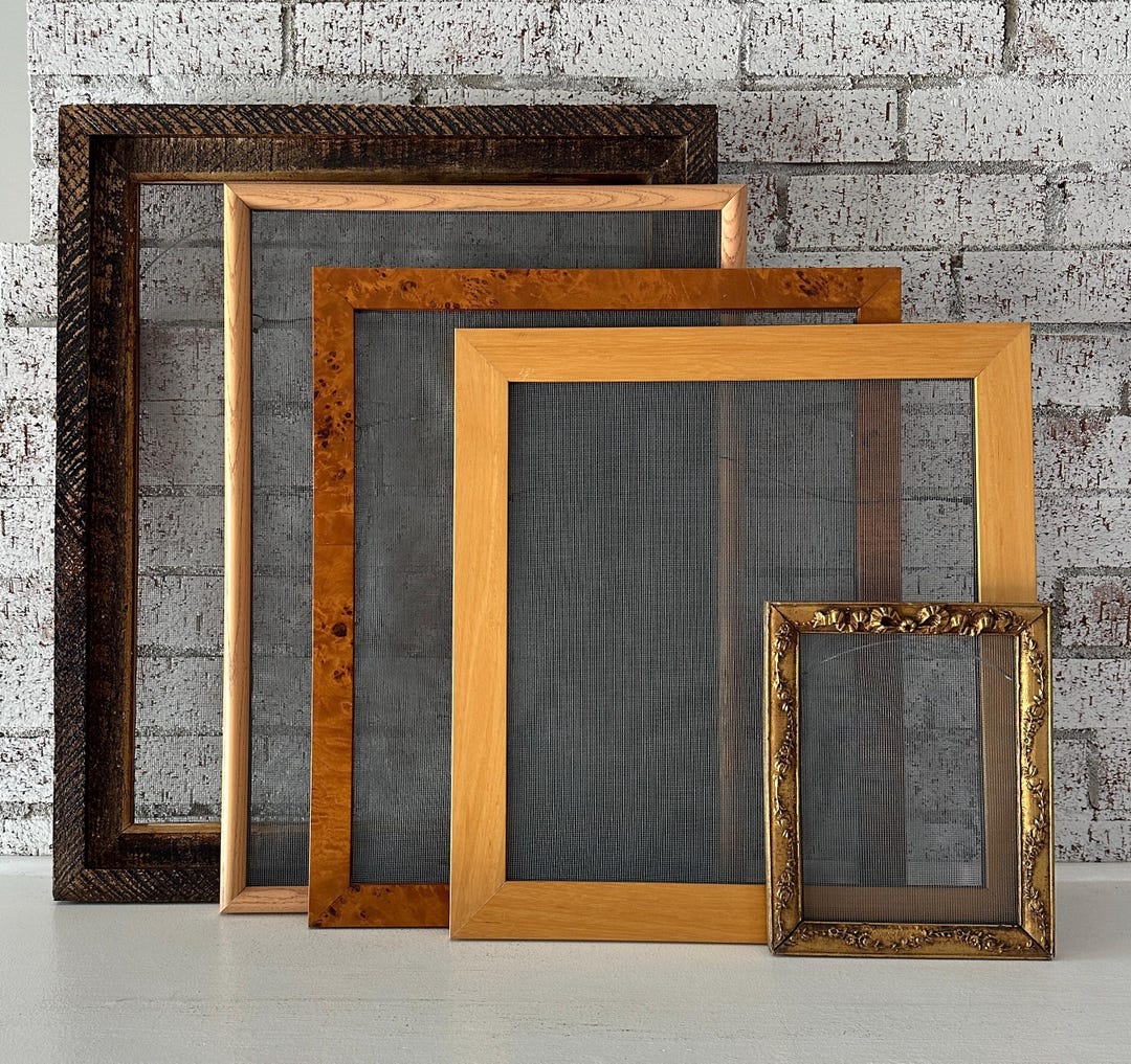 Vintage Decorative Wood Picture Frames With Screens, Hanging Earring ...