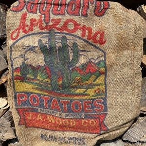 Vintage Potato Sacks-authentic Saguaro Arizona Cactus Theme Burlap Bags ...