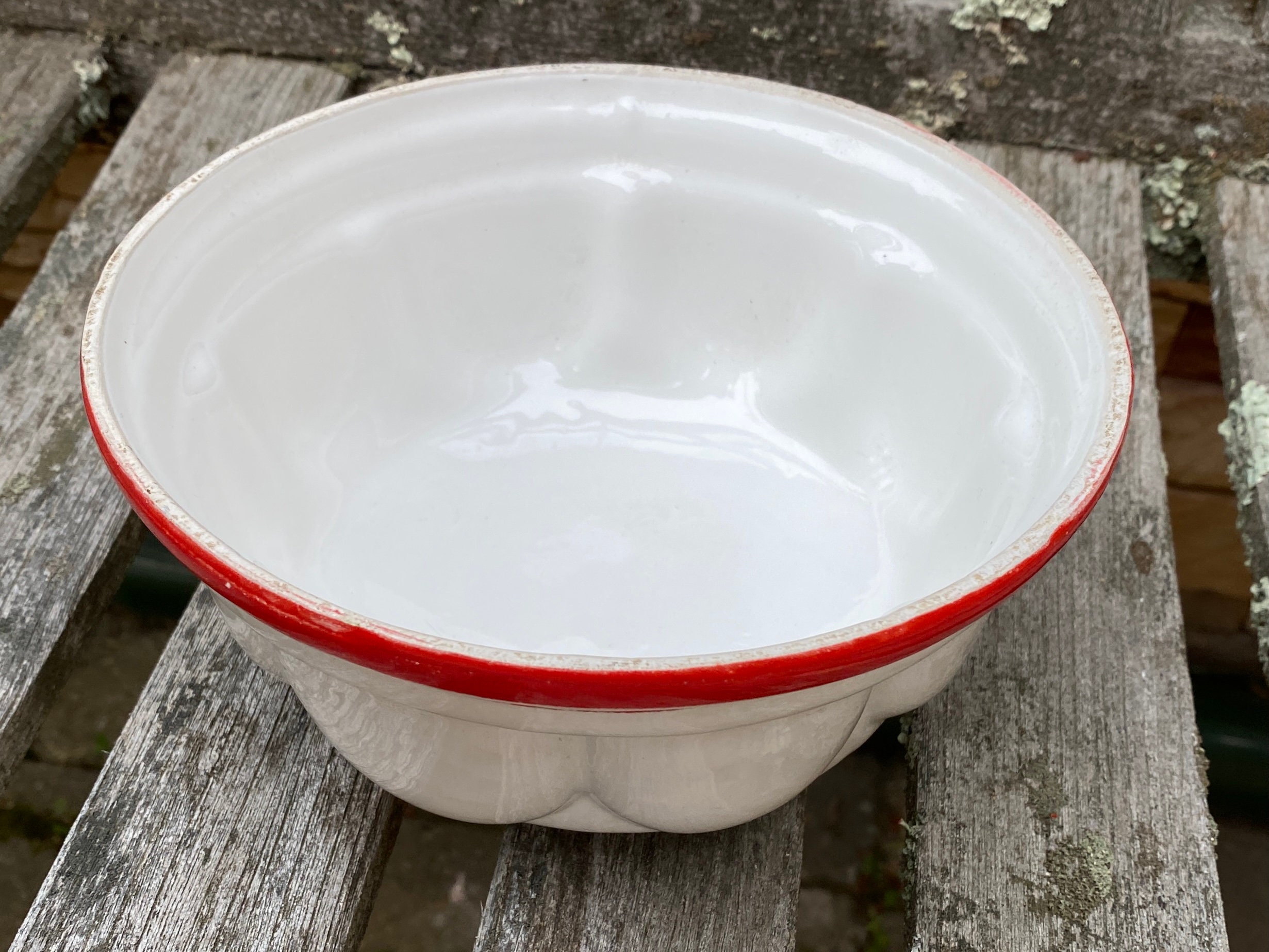 Home & Living Vintage Ceramic Jello Mold-Retro Red & White Pottery ...