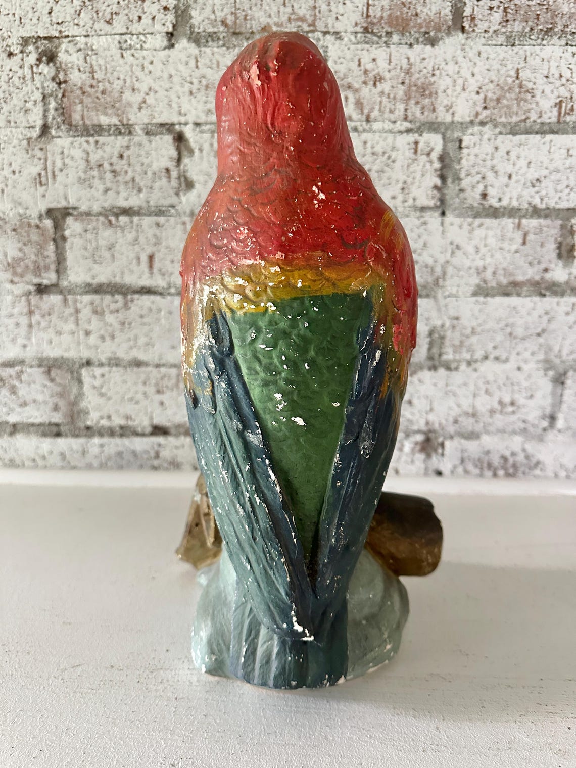 Vintage Chalkware Bird Figurines, Parrot, Owl, Sculptures, Carnival ...