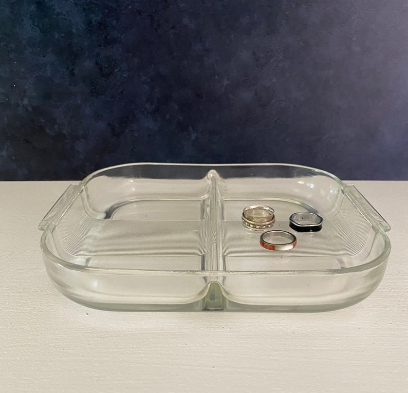 Mid Century Small Square Clear Glass Divided Dishes-set of 2 - Etsy