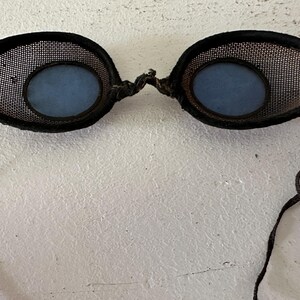 Antique Wire Mesh Goggles, Railroad Safety Glasses With Cobalt Blue ...