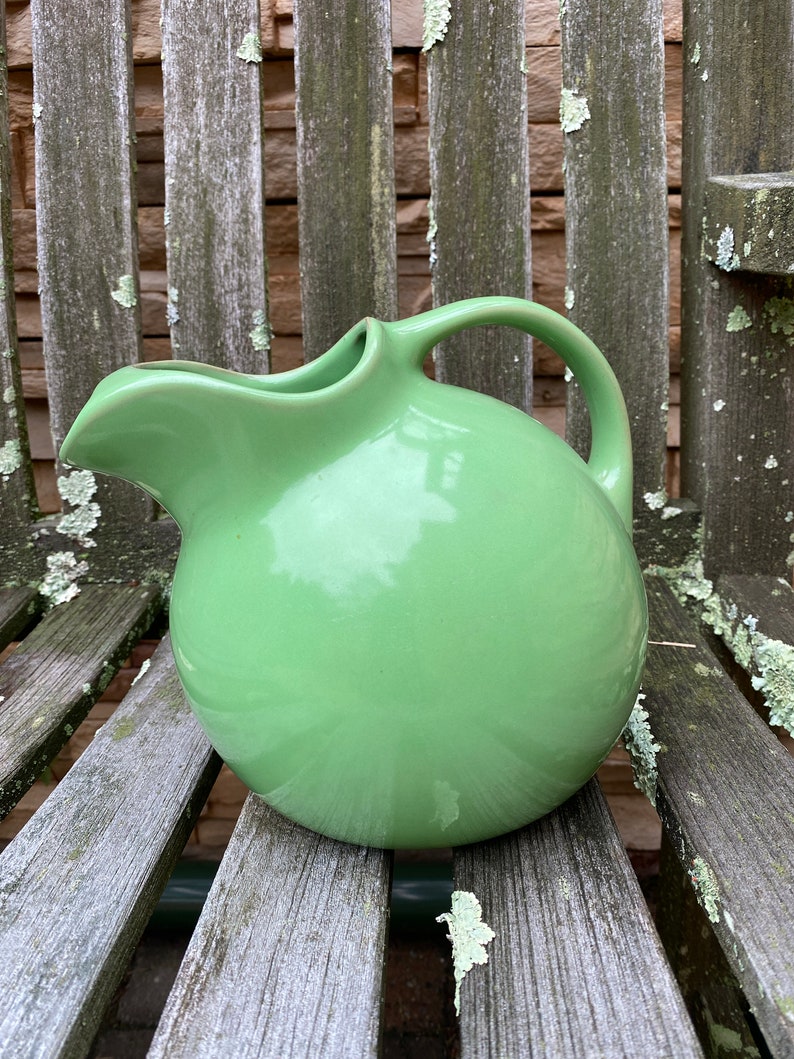 Vintage Hall Pottery Water Pitcher with Ice Lip 633-Ball | Etsy