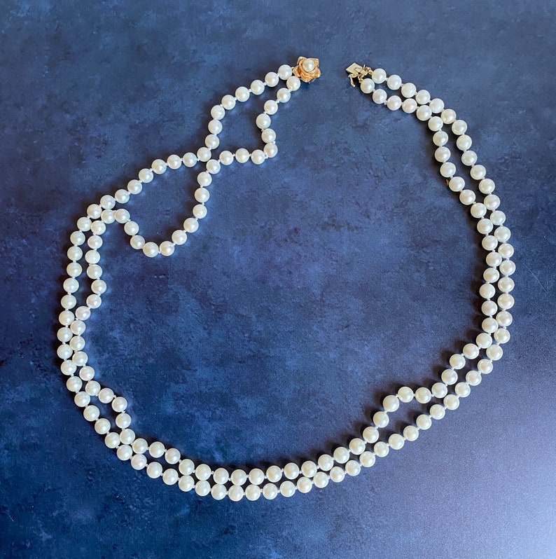 Vintage 1950s Era Double Strand Natural Pearls With 14K Yellow | Etsy