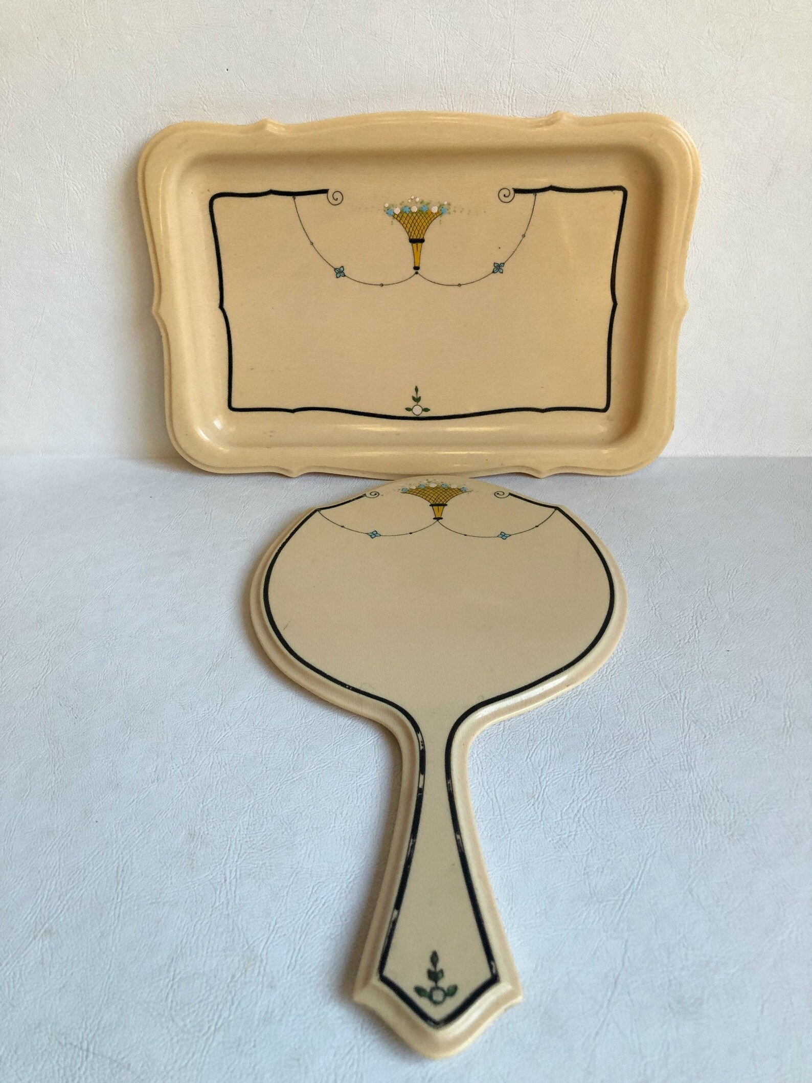 Art Deco Celluloid Dresser Set-mirror & Tray Antique French | Etsy