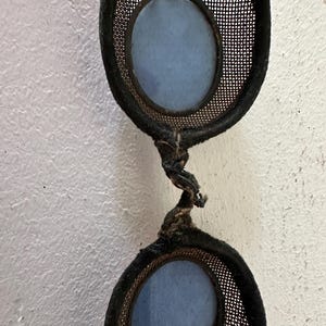 Antique Wire Mesh Goggles, Railroad Safety Glasses With Cobalt Blue ...