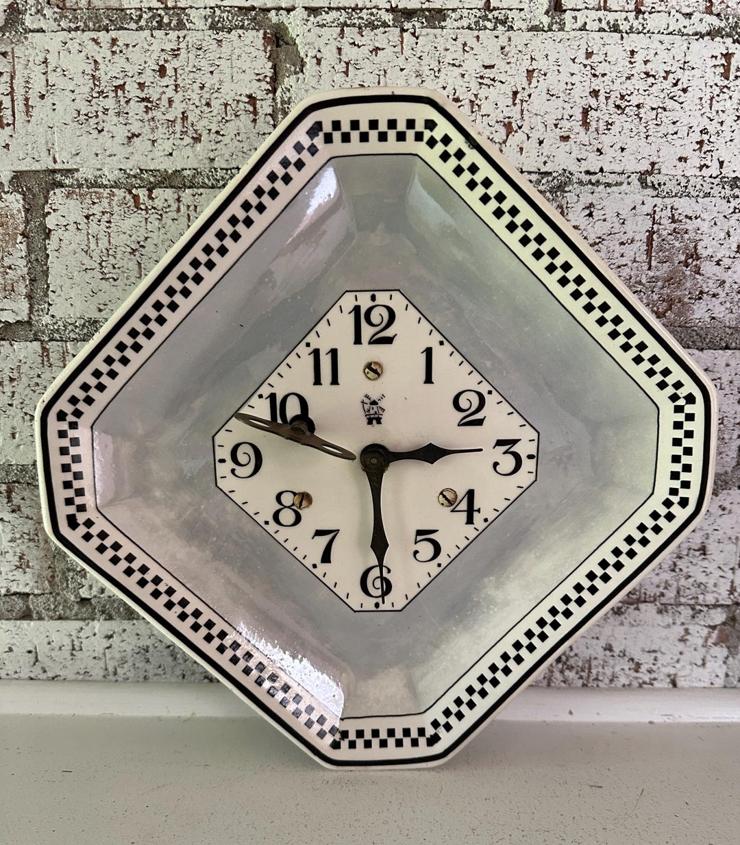 Vintage Art Deco Wind-up Wall Clock, Geometric Plate Design With Key ...