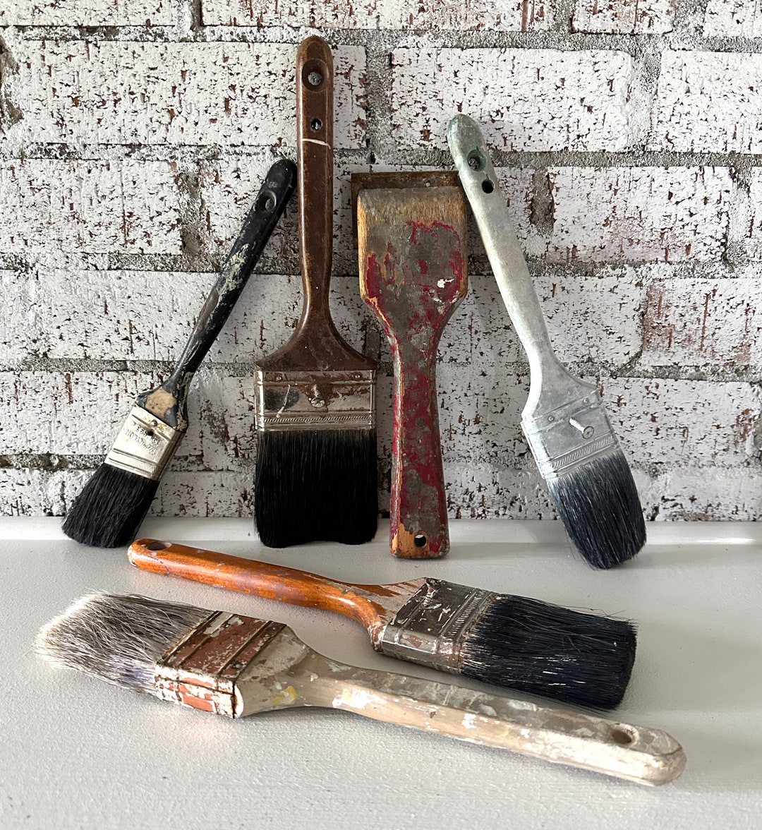 Set of 6 Vintage USED Paint Brushes for Display-industrial Design-wall ...