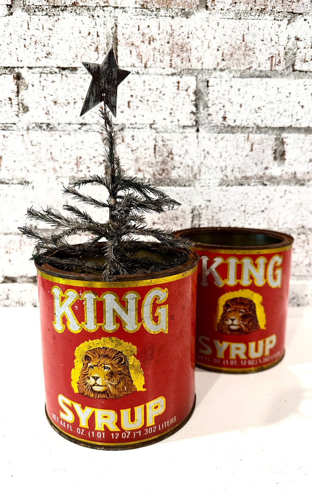 Vintage King Syrup Cans-set of 2-no Lids-1970s Advertising Tin Litho ...