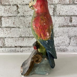 Vintage Chalkware Bird Figurines, Parrot, Owl, Sculptures, Carnival ...