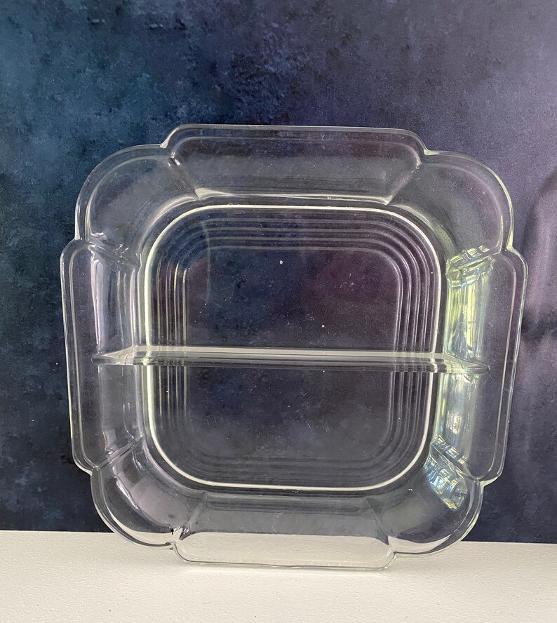 Mid Century Small Square Clear Glass Divided Dishes-set of 2 - Etsy