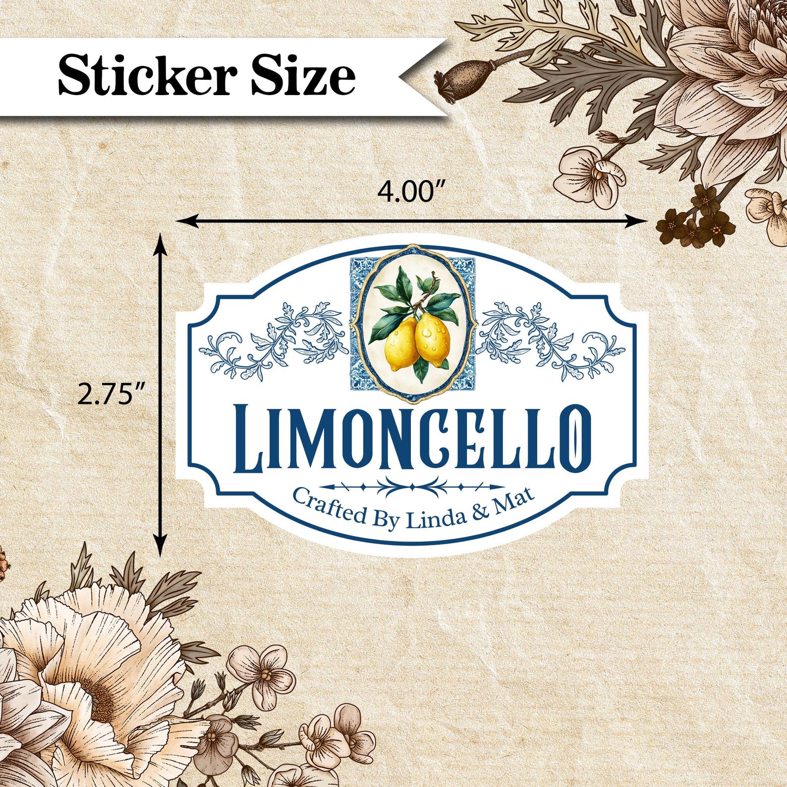 Custom Vintage Limoncello Labels || VL024 - Etsy