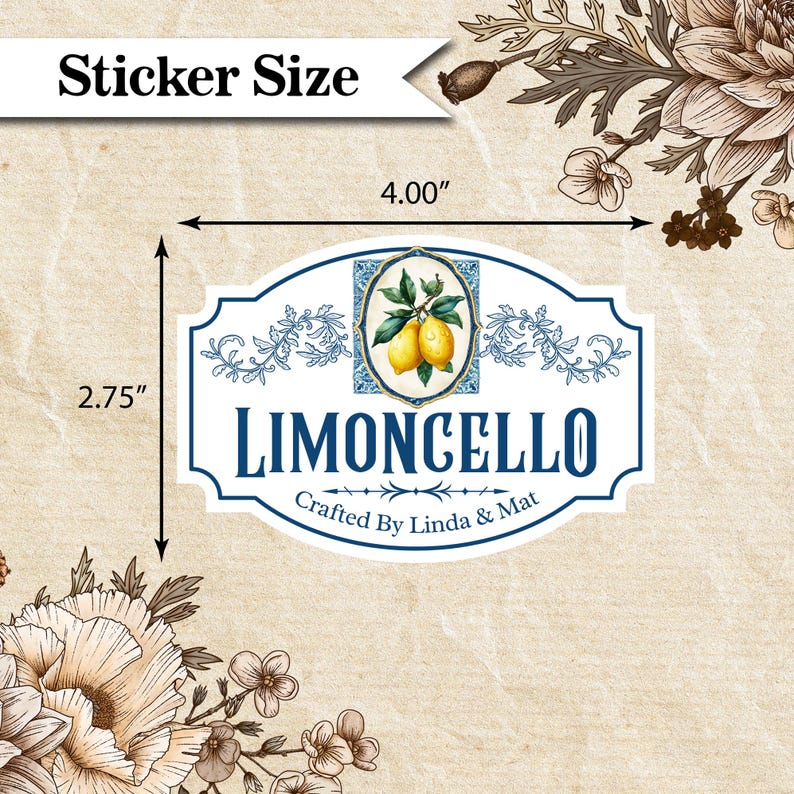 Custom Vintage Limoncello Labels || VL024 - Etsy