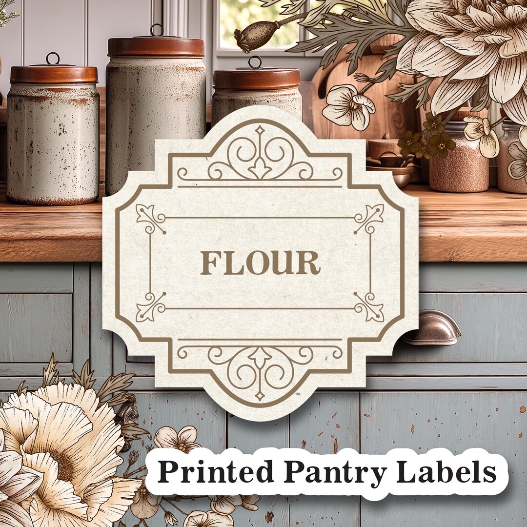 Custom Pantry Label Stickers 36 Common Pantry Staples Vintage Style ...