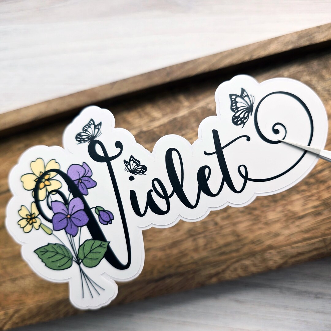 Personalized Birth Flower Sticker Decal Sticker || Custom Name Stickers ...