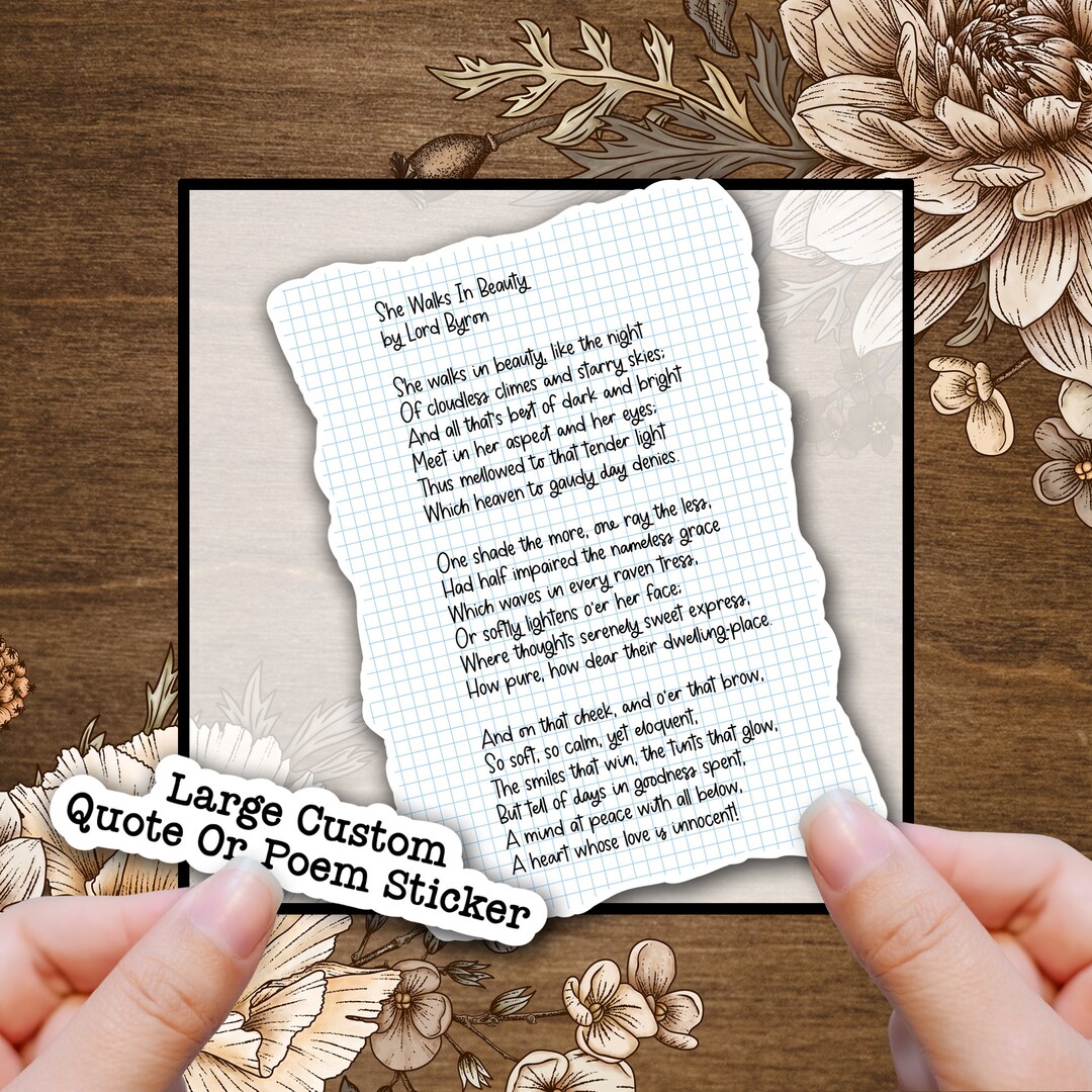 Custom Poem or Quote Sticker Grid Paper Background Image Your Words ...