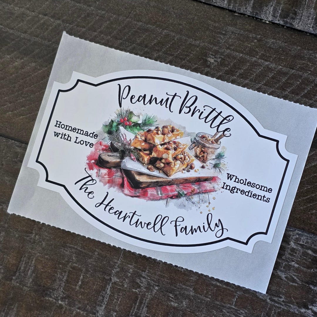 Custom Vintage Peanut Brittle Labels || Personalized Holiday Stickers ...
