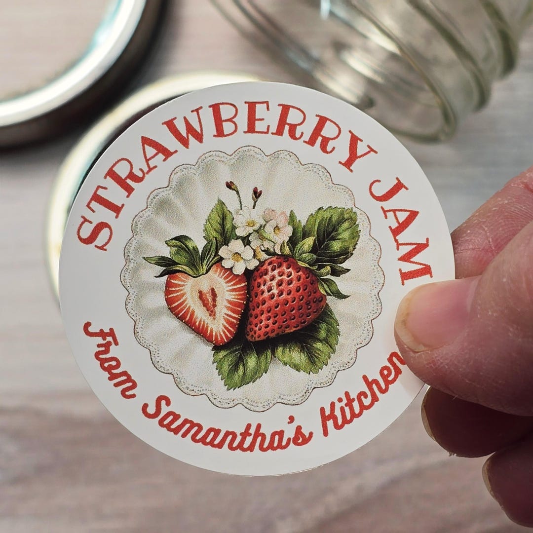 Personalized Strawberry Jam Canning Labels || Custom Preserving ...
