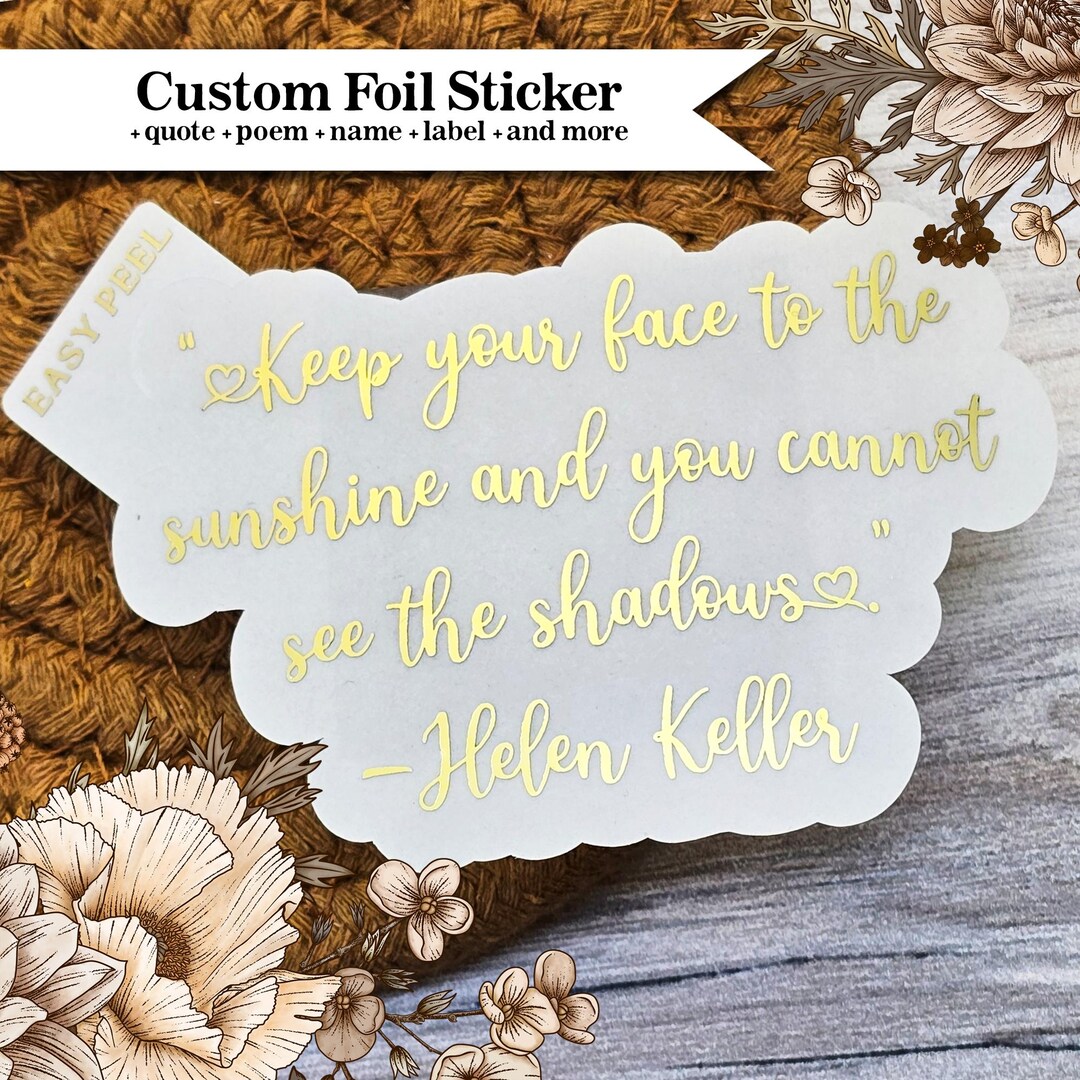 Custom Gold Foil Quote Sticker || Personalized Foiled Text Decal ...