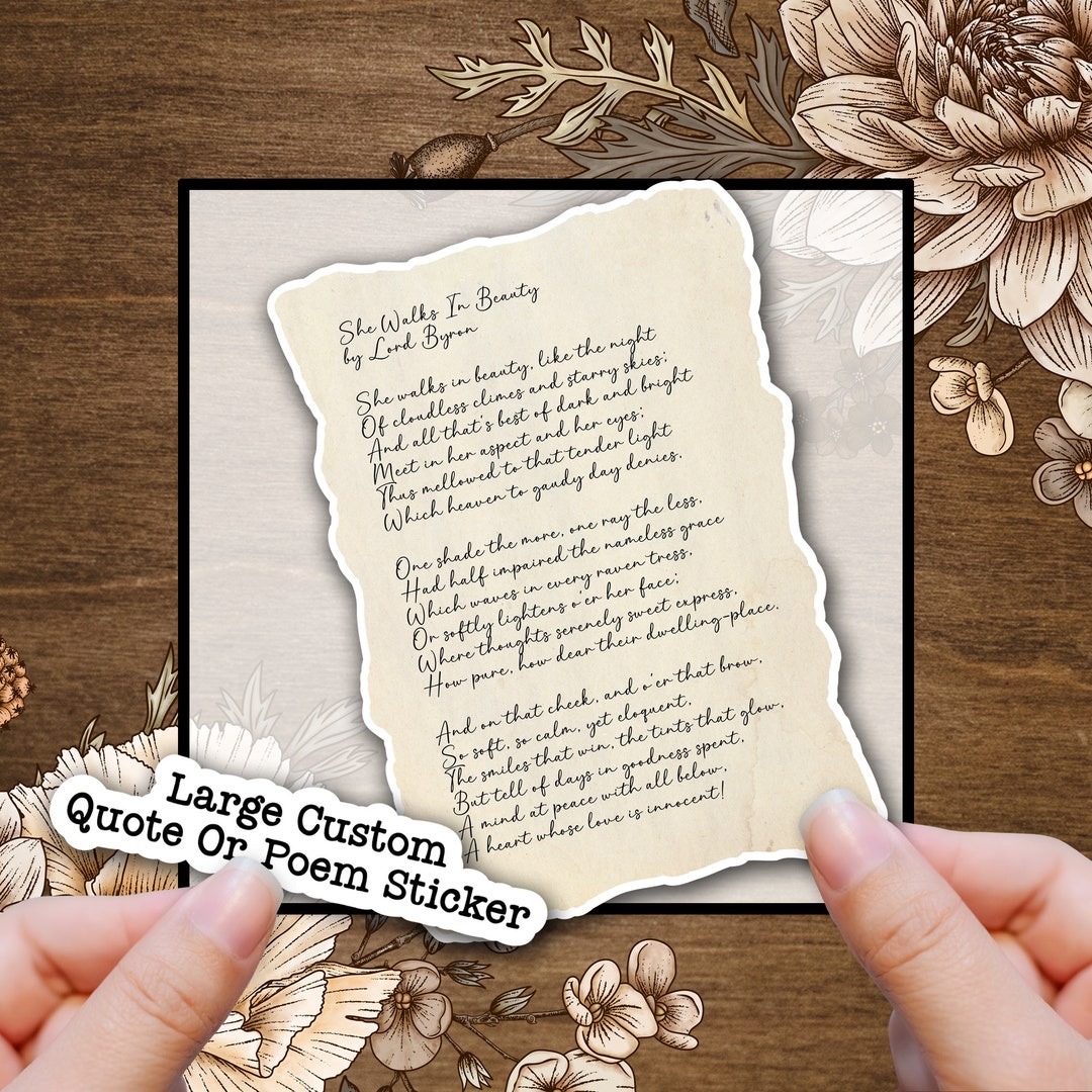 Custom Poem or Quote Sticker Vintage Paper Background Your Words, Quote ...