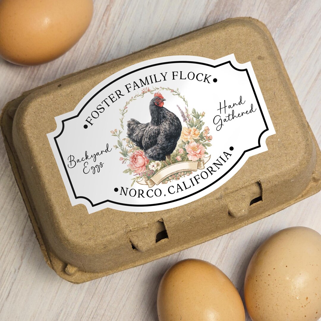 Custom Vintage Black Australorp Chicken Egg Carton Labels || VL048 - Etsy