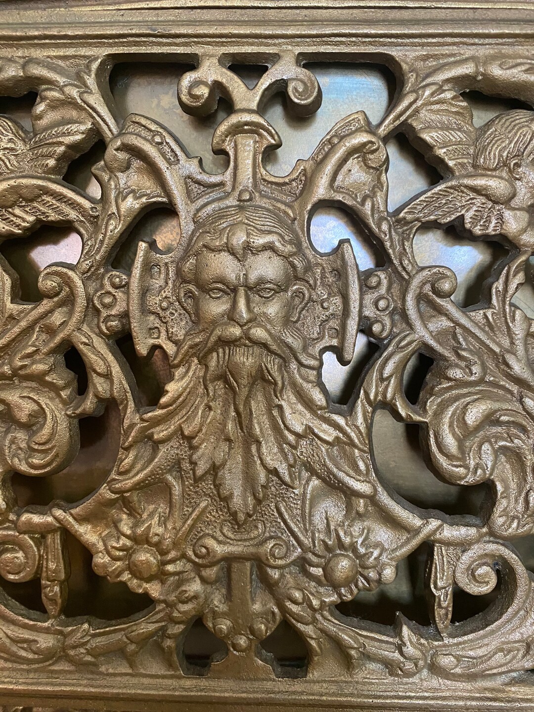 Gothic Style Decorative Brass Cast Iron Scrolls and Figures Frame Easel ...