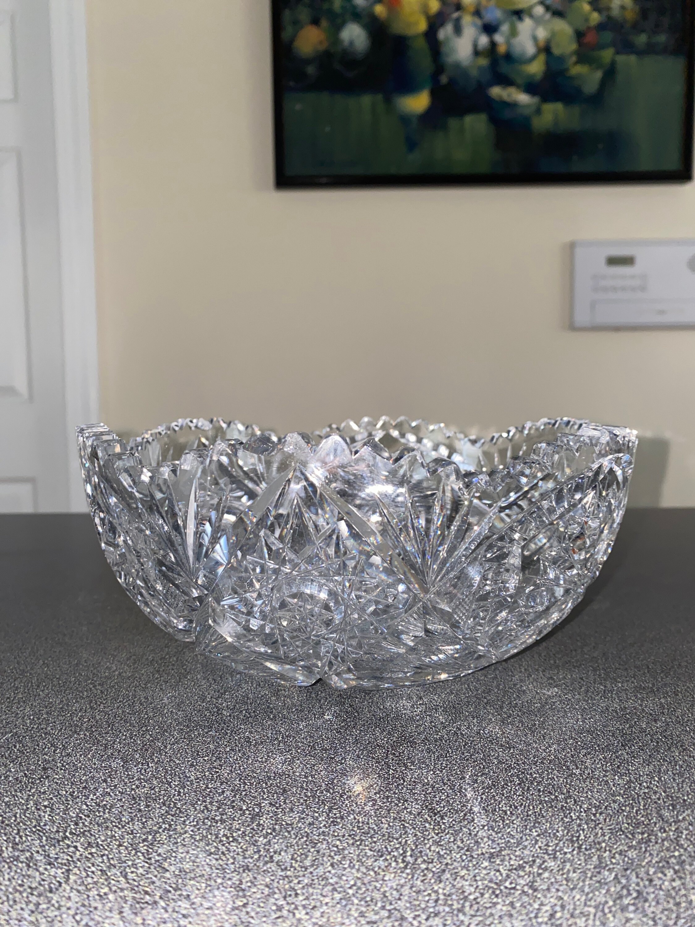 ABP Cut Glass Crystal Bowl Star Burst 8.25 X 3.5” Tall - Etsy