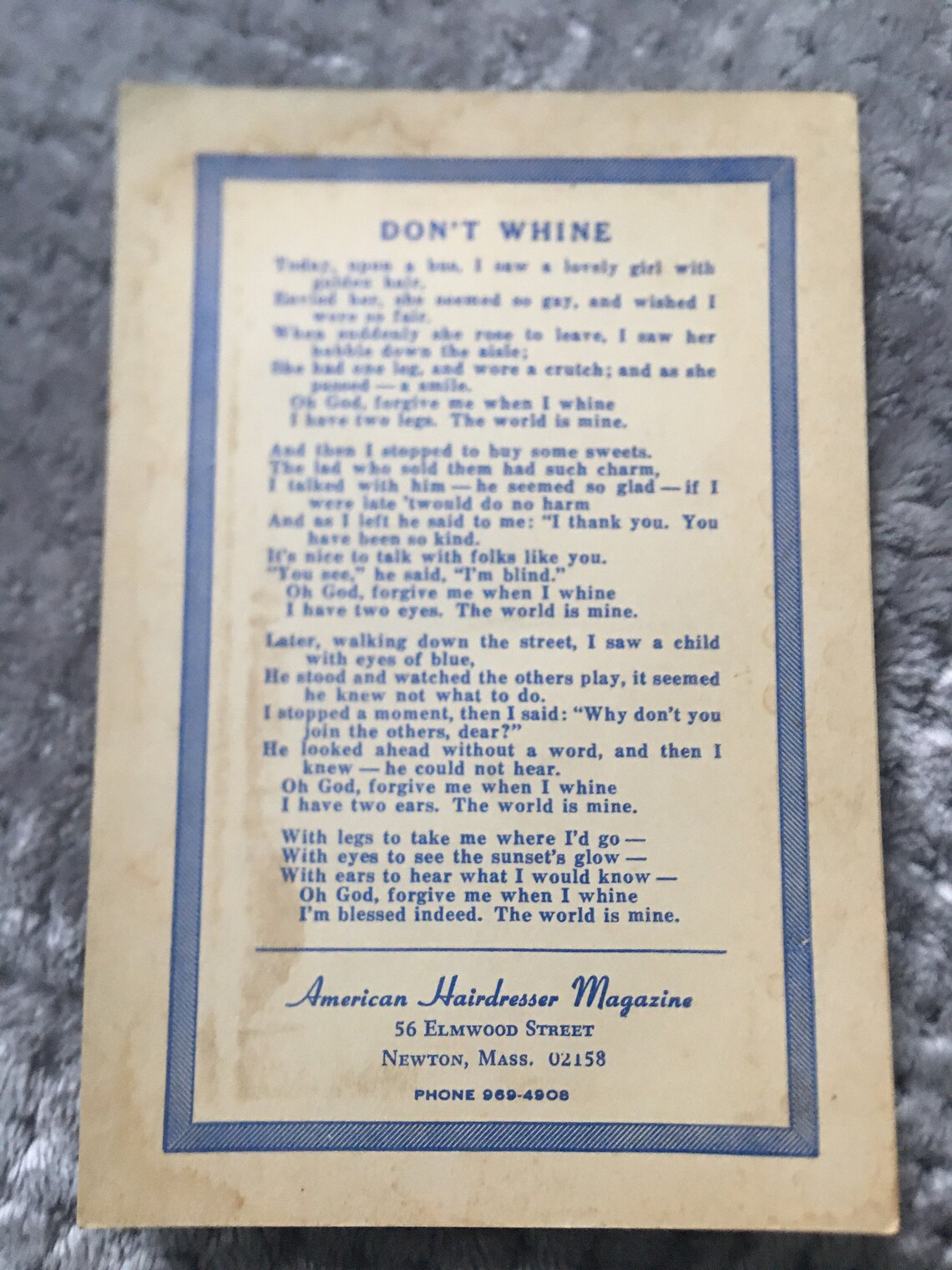 American Hairdresser Magazine Pamphlet Ad Poem Dont Whine - Etsy