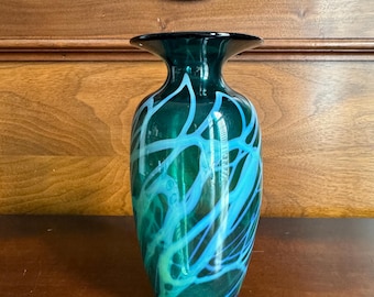 Robert Levin Blue Swirl Studio Art Glass Baluster Vase Signed & Dated ...