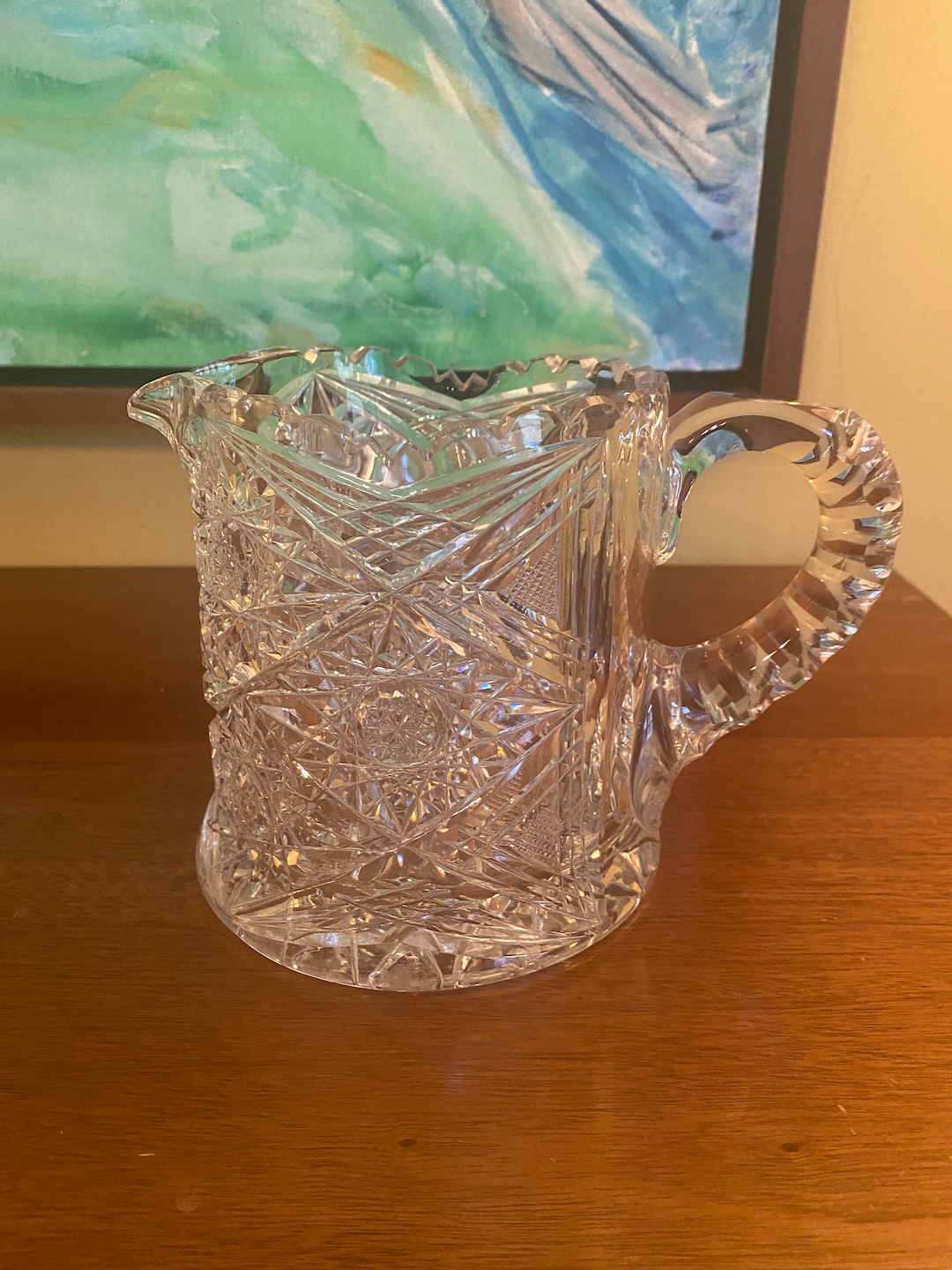ABP Cut Glass Crystal Pitcher 5.75 in Tall - Etsy