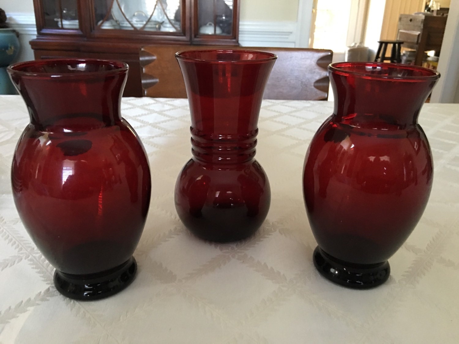 Lot of Three Royal Ruby Anchorglass by Anchor Hocking Vase 6.5" Tall - Etsy
