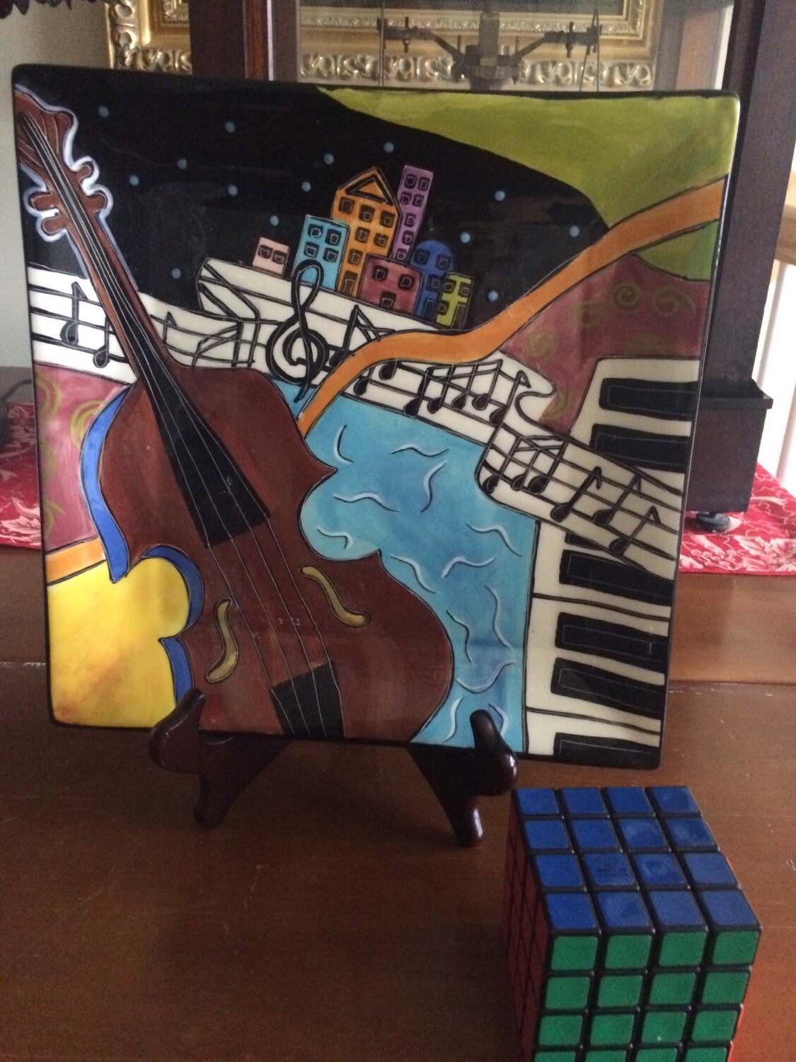 Glazed Pottery Decorative Musical Instrument Square Plate - Etsy