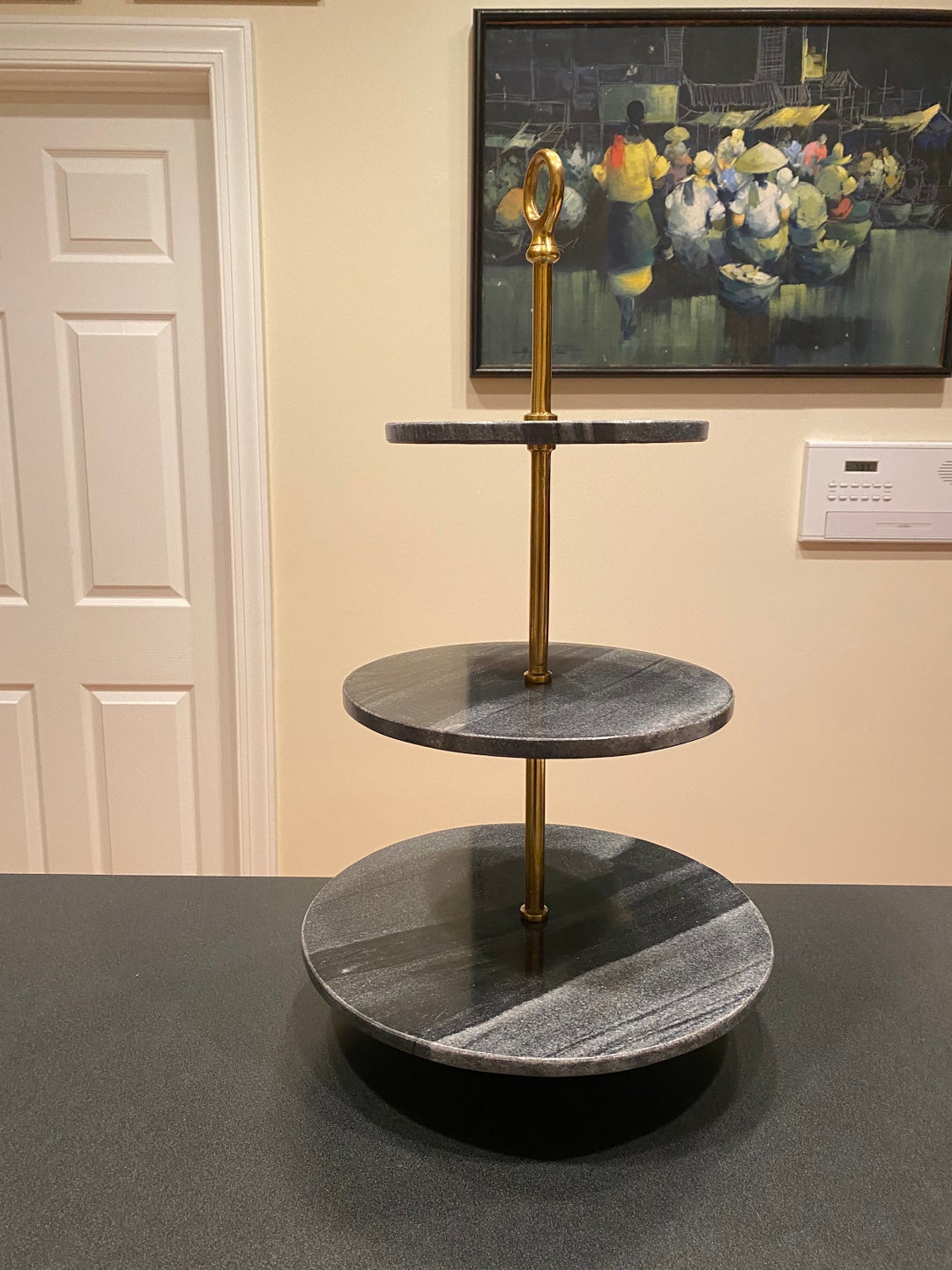 Marble Gold Metal 3 Tier Serving Platter Collapsible 26 in Tal - Etsy