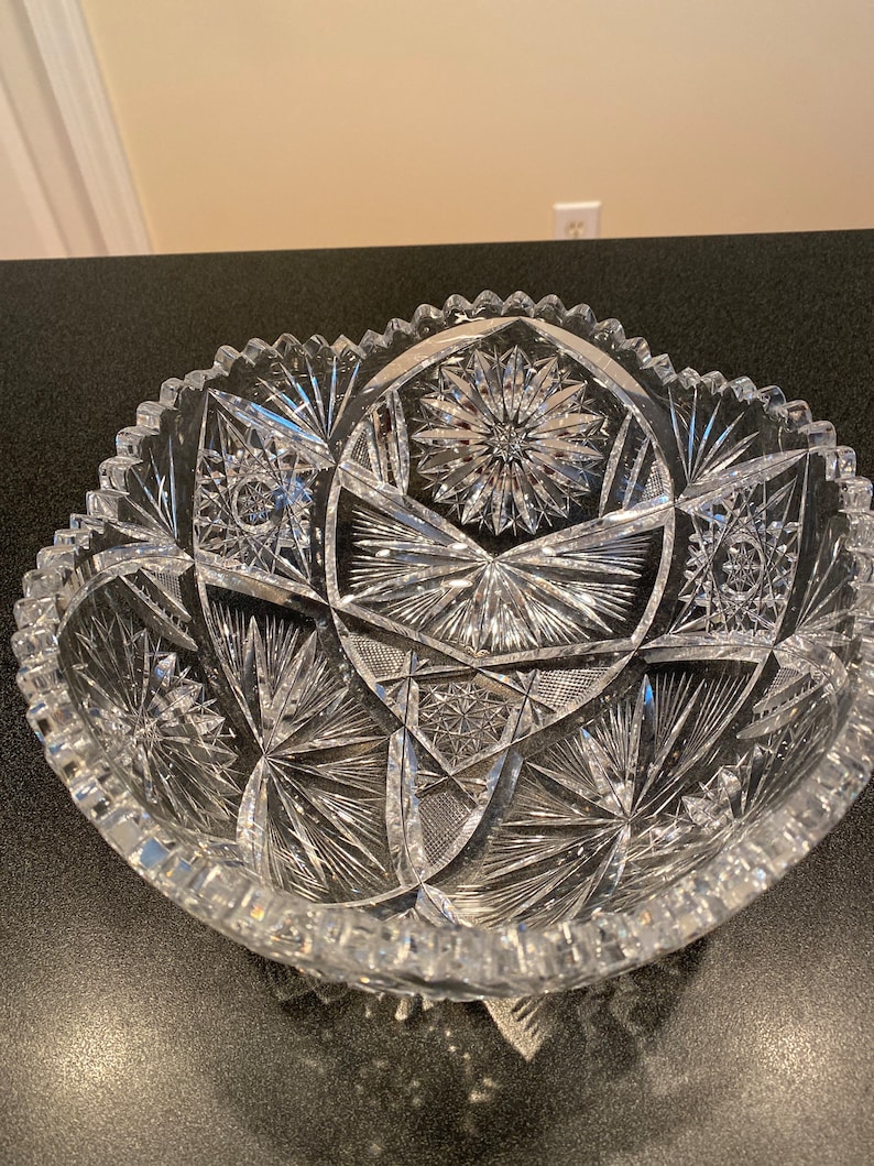 ABP Cut Glass Crystal Bowl Star Burst 8.25 X 3.5” Tall - Etsy
