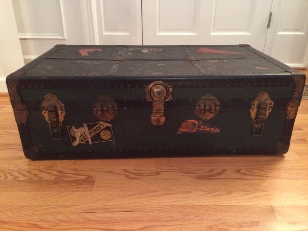 Spaulding Vulcanized Fiber College Trunk Rustic With Stickers No Key ...