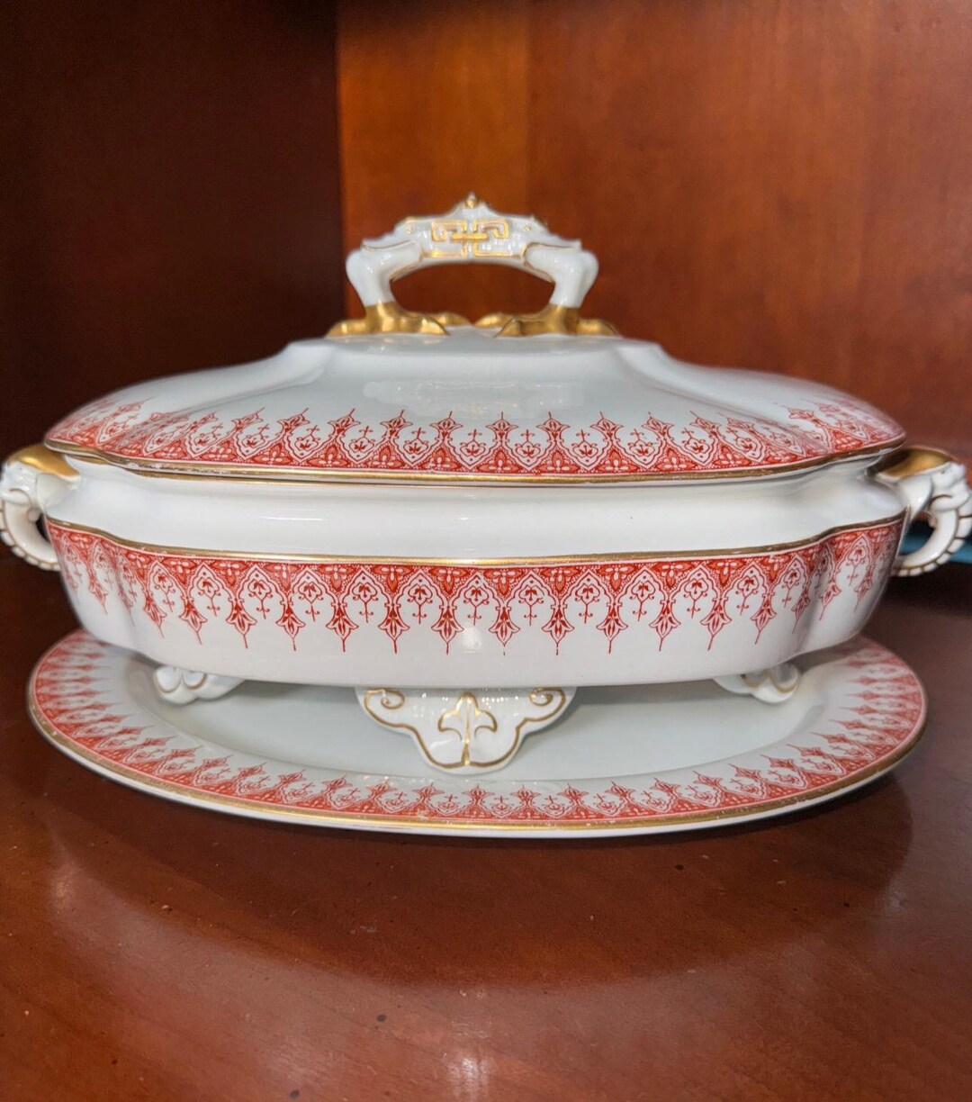 Antique Royal Worcester Tureen With Under Plate Gold Gilded Elephant ...