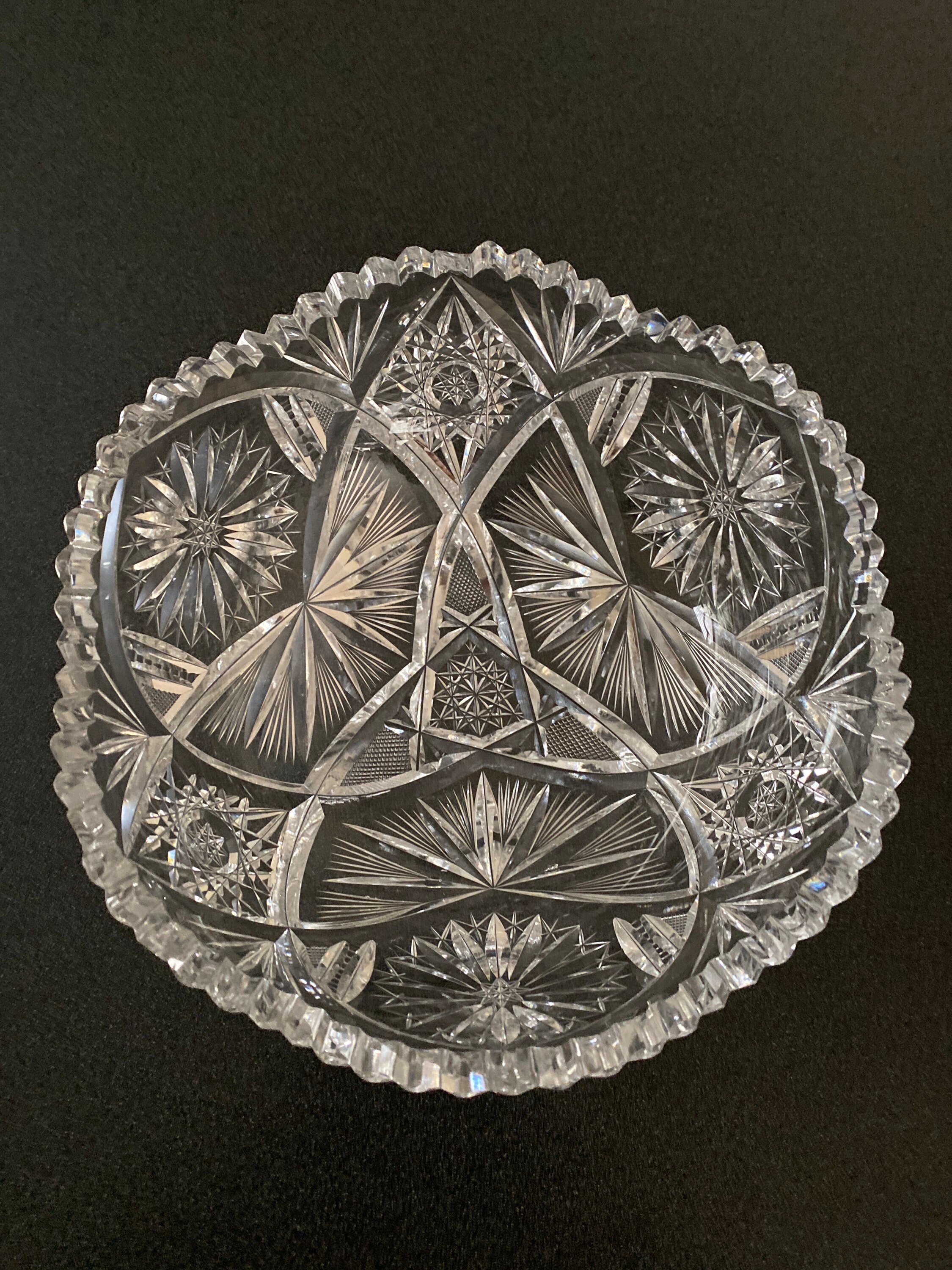 ABP Cut Glass Crystal Bowl Star Burst 8.25 X 3.5” Tall - Etsy
