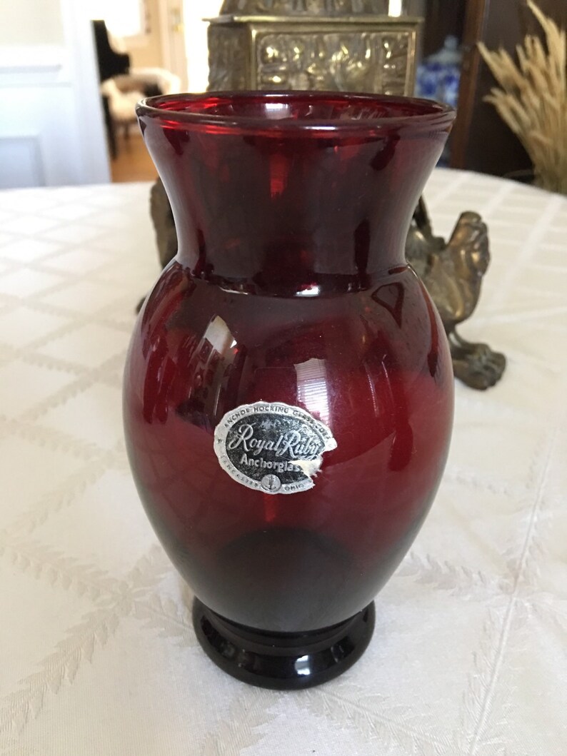 Lot of Three Royal Ruby Anchorglass by Anchor Hocking Vase 6.5" Tall - Etsy