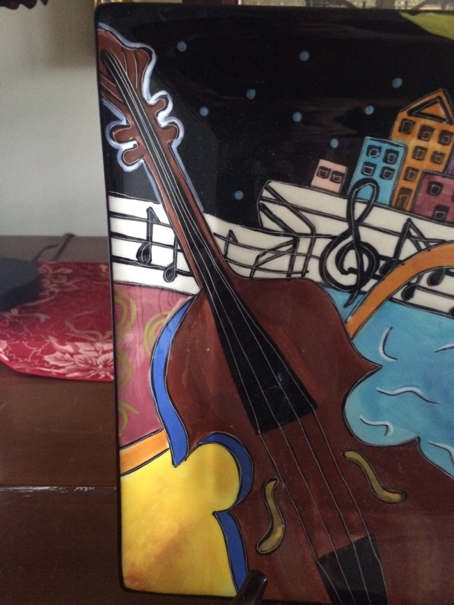 Glazed Pottery Decorative Musical Instrument Square Plate - Etsy