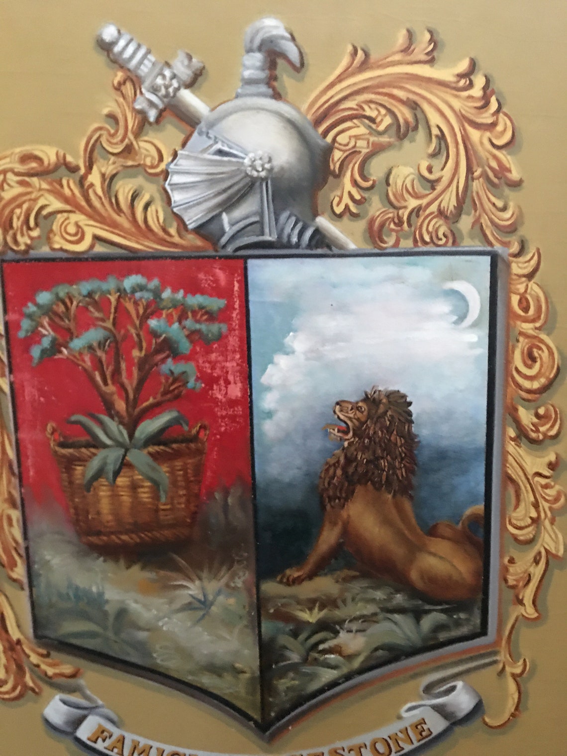 Large Original Oil painting on Board Italian Family Crest | Etsy