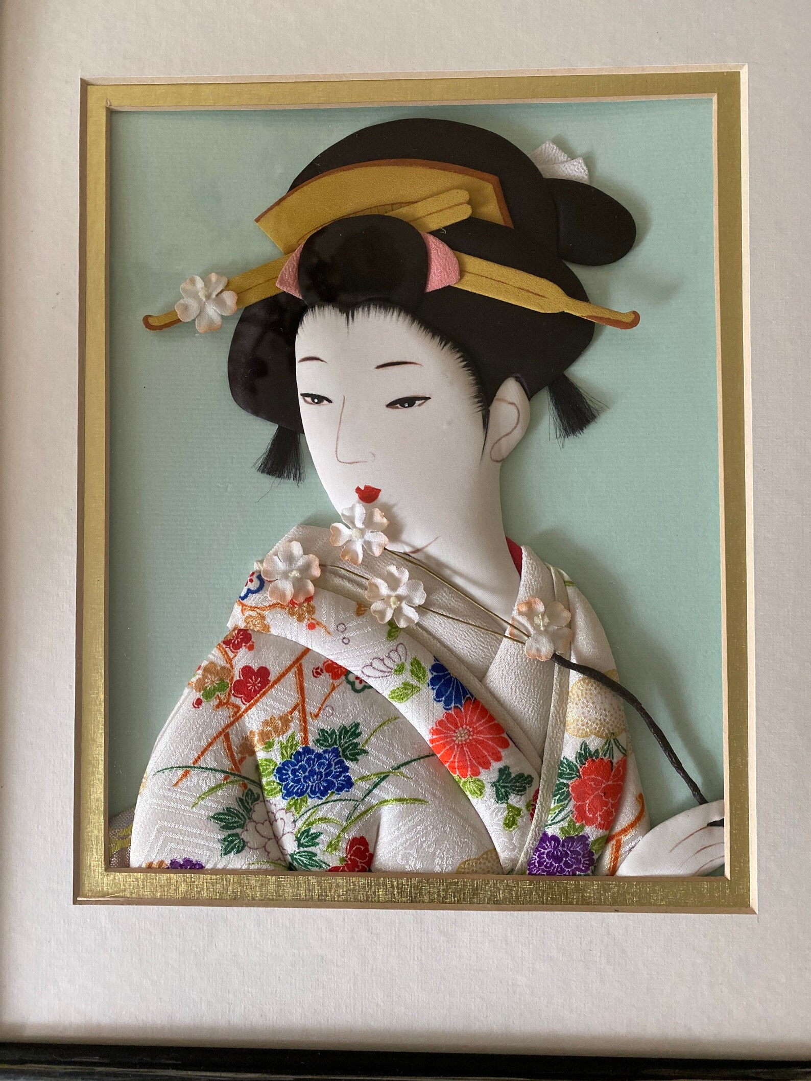 Framed Wall Hanger Geisha 3 Dimensional Fabric Assemblage - Etsy