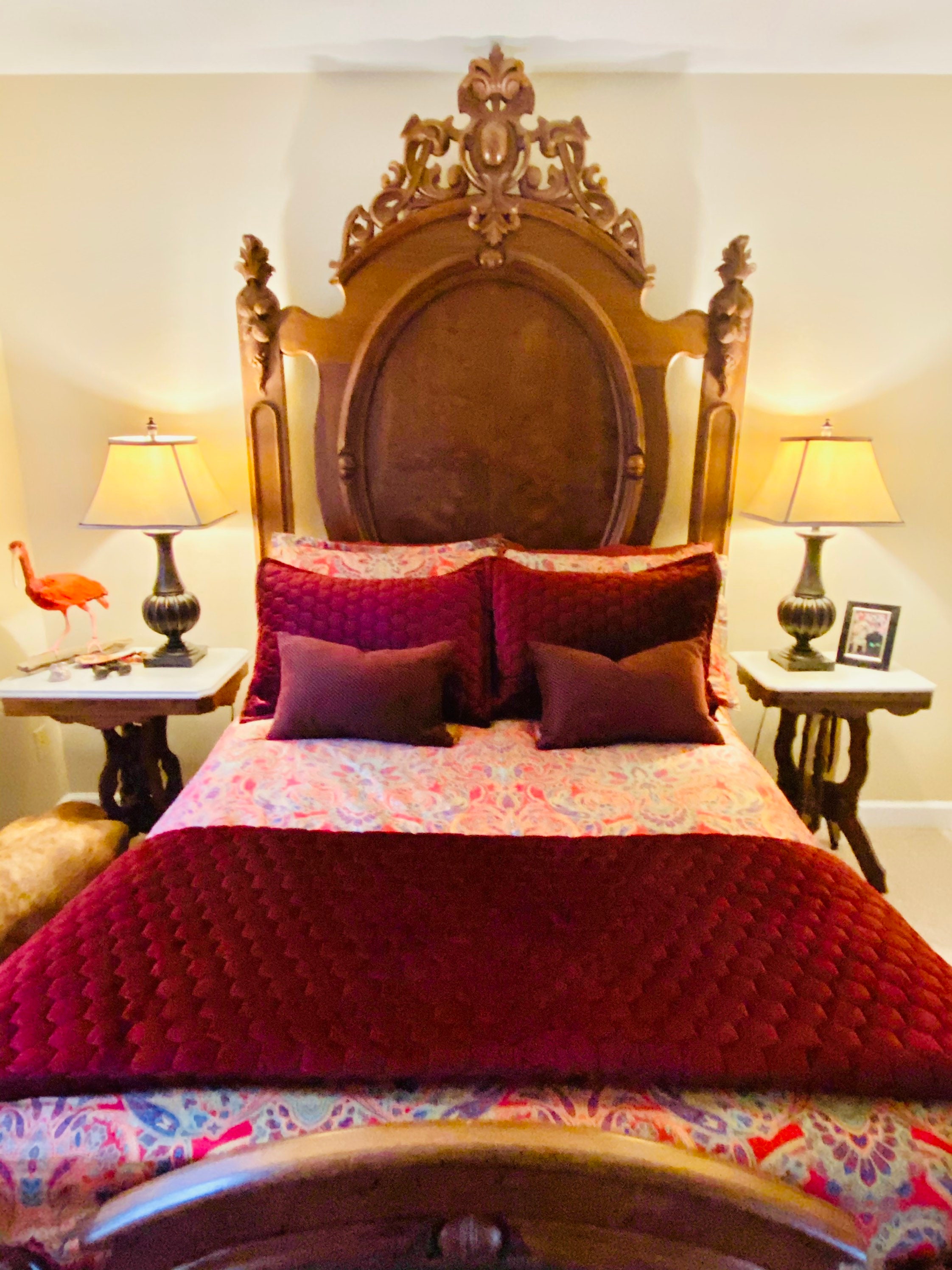 Antique Full Size Bed Frame and Head Board 7 Feet Solid Wood Walnut ...