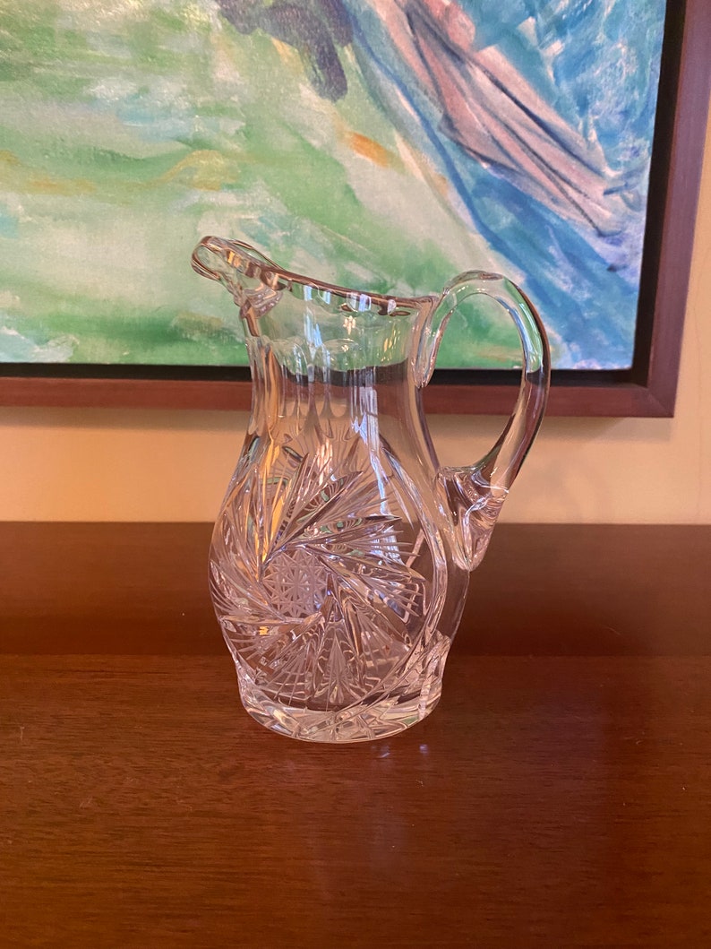 Pressed Etched Glass Milk Jug Juice Server - Etsy