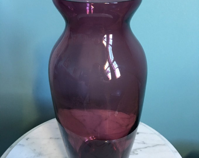 Heavy Bottom Vase Glass Blown Purple Amethyst 11.75 Tall - Etsy