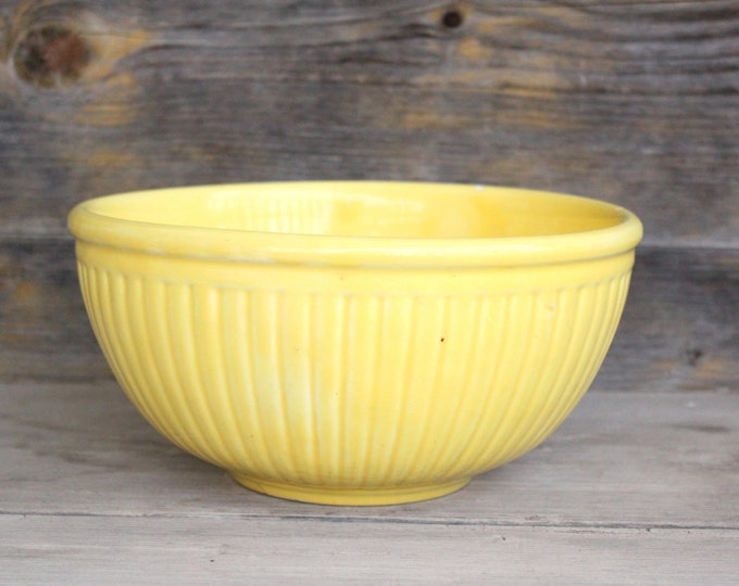 Vintage Yellow Fruit Bowl Farmhouse Shabby Chic Country Kitchen Mixing ...
