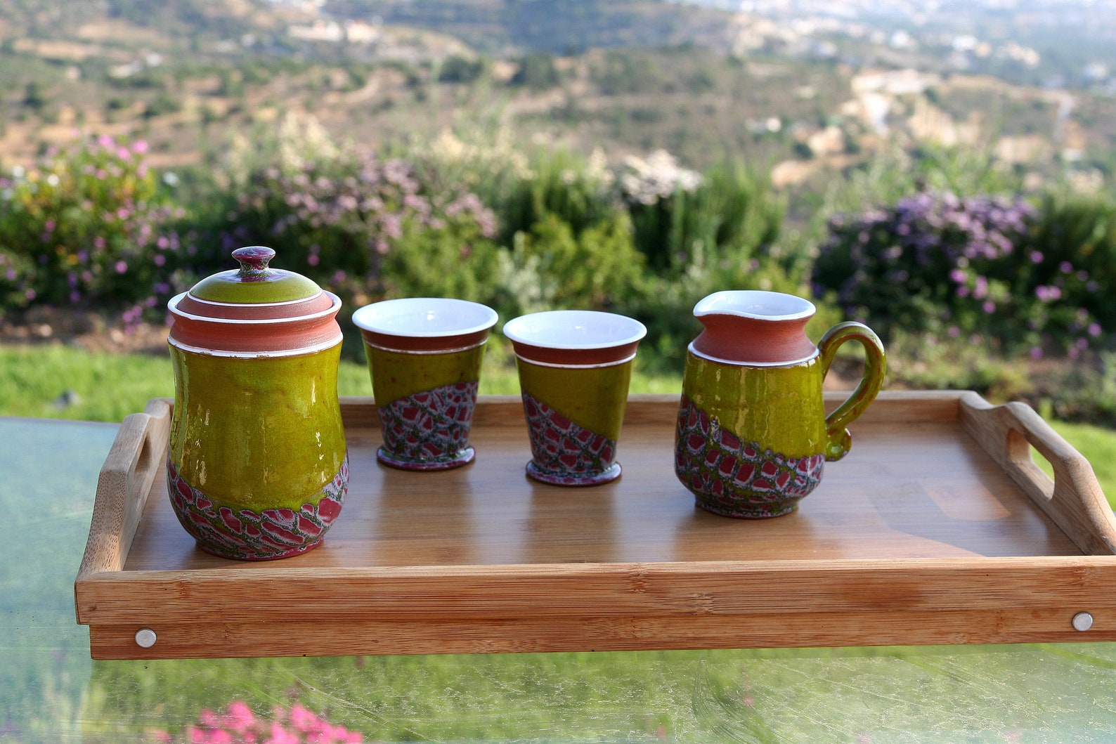 Green Pottery Coffee Set Ceramics and Pottery Sugar Pot and | Etsy