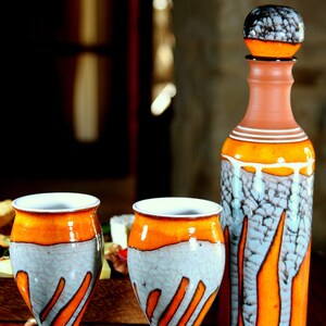 Pottery Wine Set, Ceramic Bottle and Goblets Set, Decanter and Chalices ...
