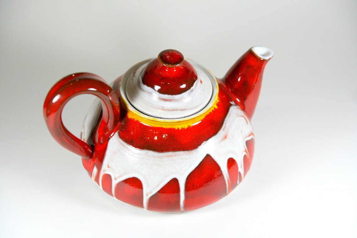 Red Ceramic Teapot Handmade Pottery Tea Kettle Clay Tea Pot - Etsy