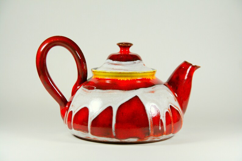 Red Ceramic Teapot Handmade Pottery Tea Kettle Clay Tea Pot - Etsy
